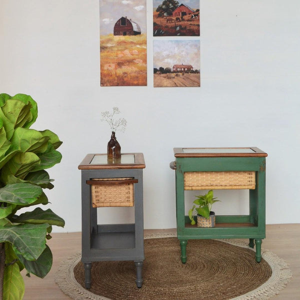 Sorren Cane Basket End Table — IKIRU