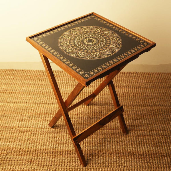 Get Modern Gold Square Folding Table | Portable Side End Table - Ikiru – IKIRU