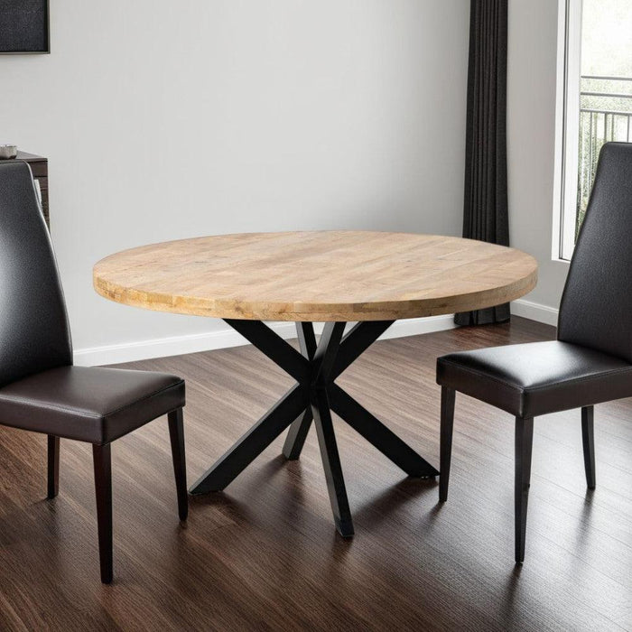 Canberra Rough Mango Wood Round Dining Table | Sheesham Wood — IKIRU