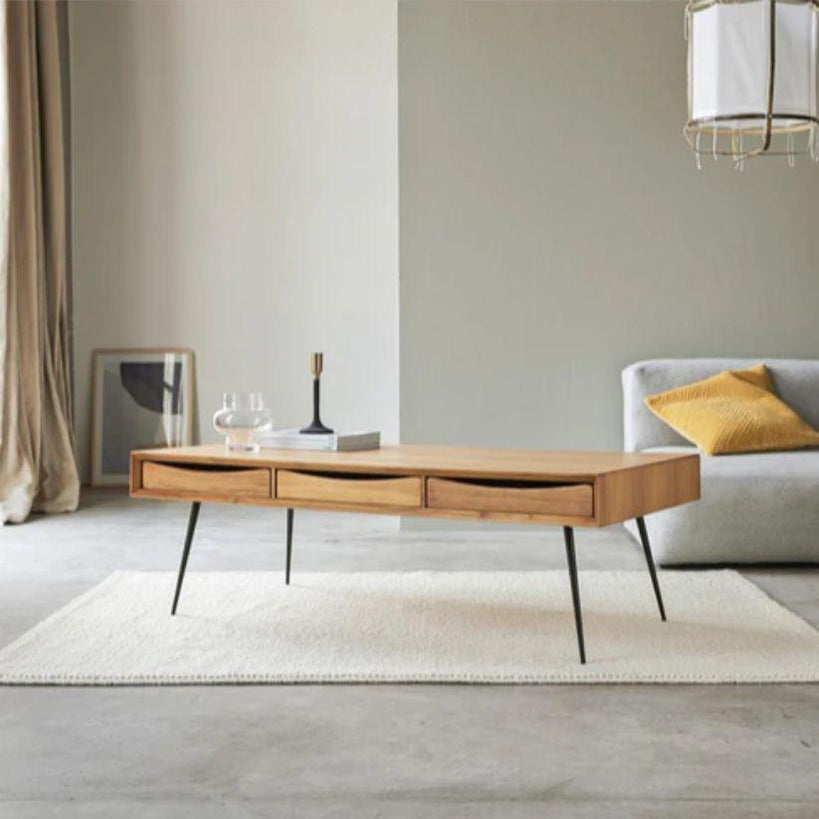 Albi Solid Mango Wood Center Table with Drawer | Coffee Table for Living Room — IKIRU