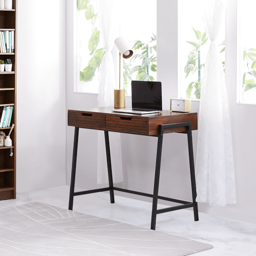 Penny Acacia Wood Study Table with Drawer | Office Table — IKIRU