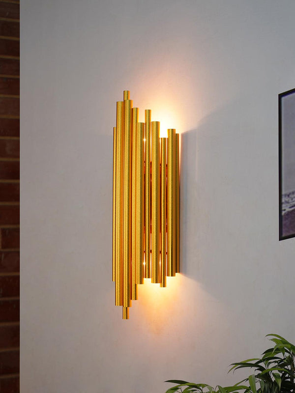 Modern Creative Gold Flute Tubes Up-Down 20 Inch 2-Light Steel Wall La ...