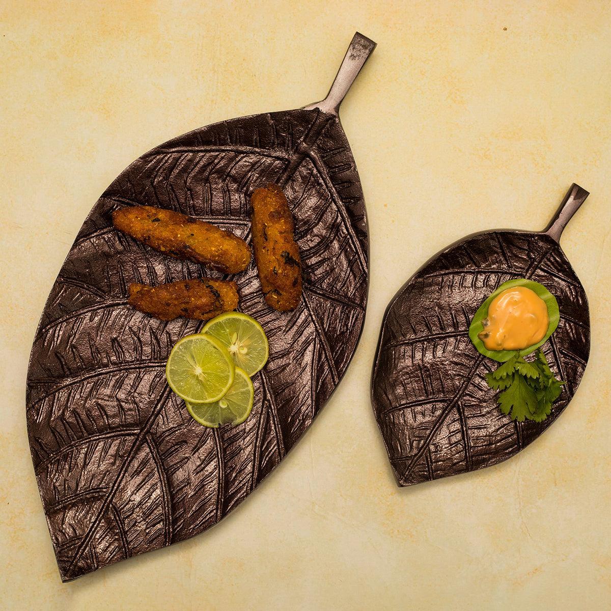 Leaf Shaped Platter Set of 2 | Stylish Platter for Serving Snacks - IKIRU
