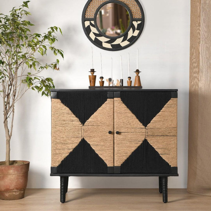 Rush Weave Black Colour Storage Cabinet | Cabinets By Opaque Studio — IKIRU