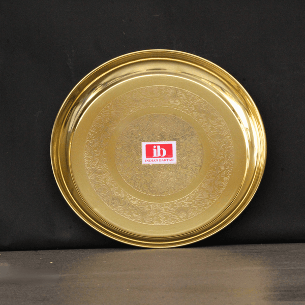 Buy Golden Brass Round Thal for Serveware & Dining - Ikiru — IKIRU