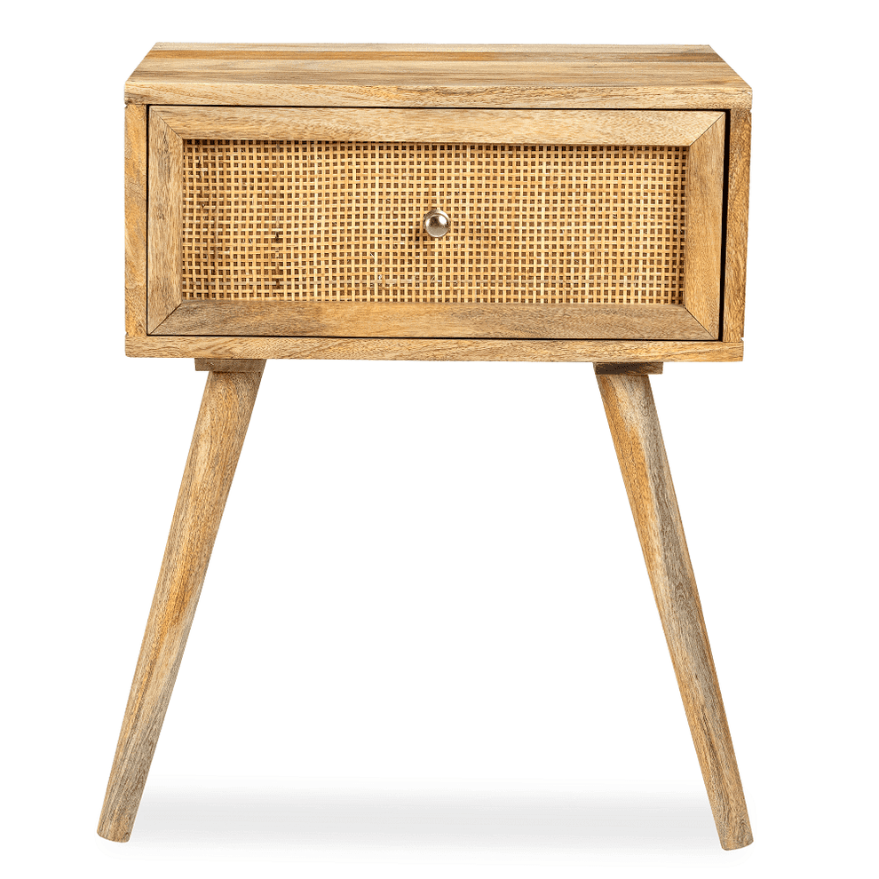 Cotswold 1 Drawer Cane Bedside | Stylish Cane Nightstand - IKIRU
