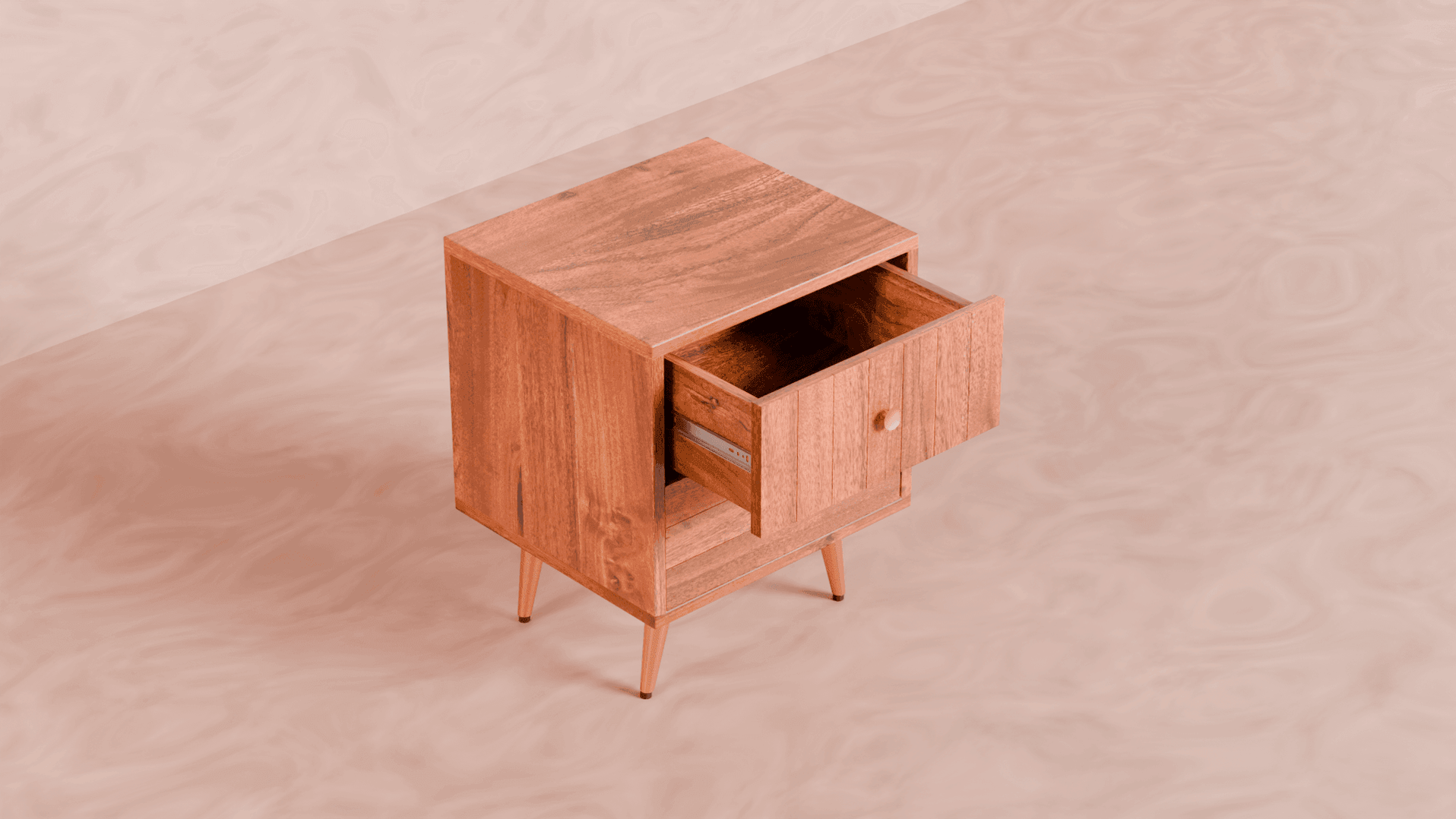 Slat Bedside Table | Sofaside Table with Drawer - IKIRU