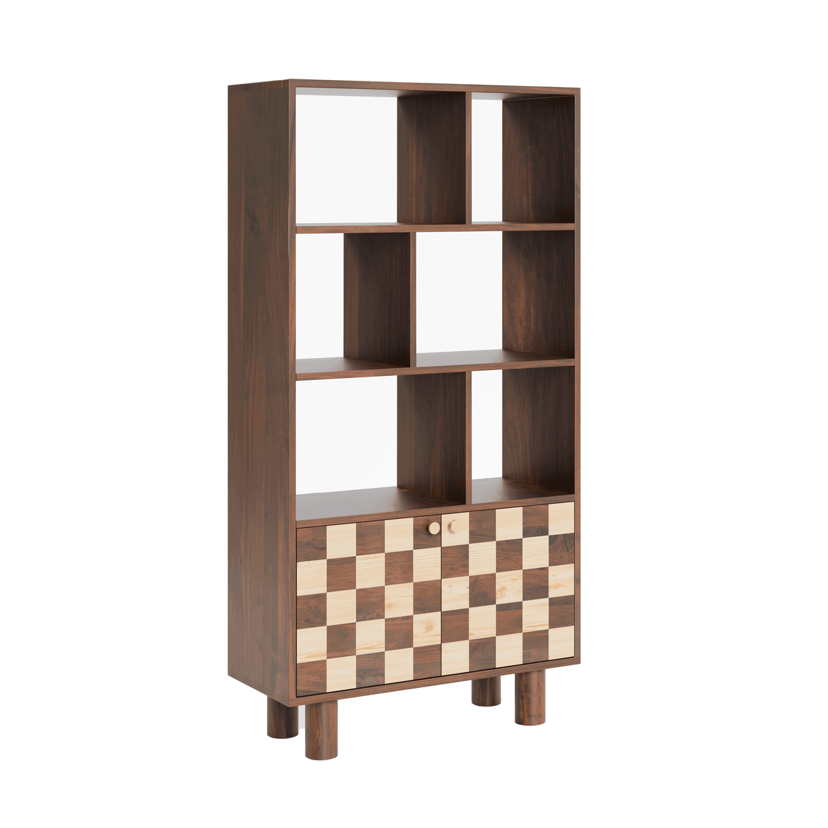Chess Bookshelf Rack for Study Room | Wooden Book Stand Unit - IKIRU