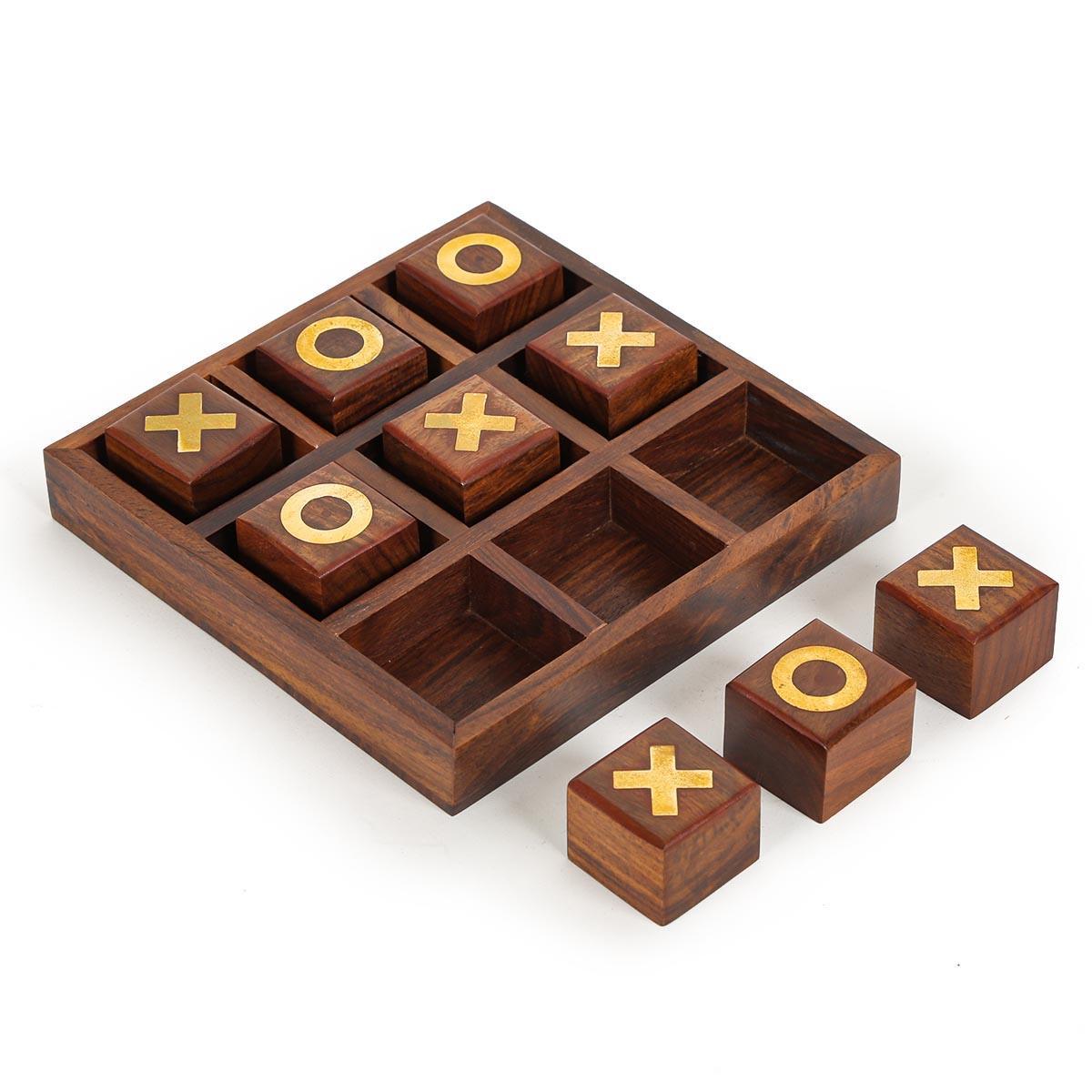 Shop Wooden Tic Tac Toe Game Board | 0 & X Game Set For Home And ...