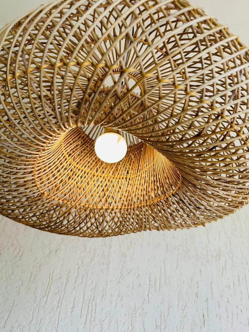Shop Aesthetic Rattan Pendant Wave Lampshade | Decorative Hanging Light ...
