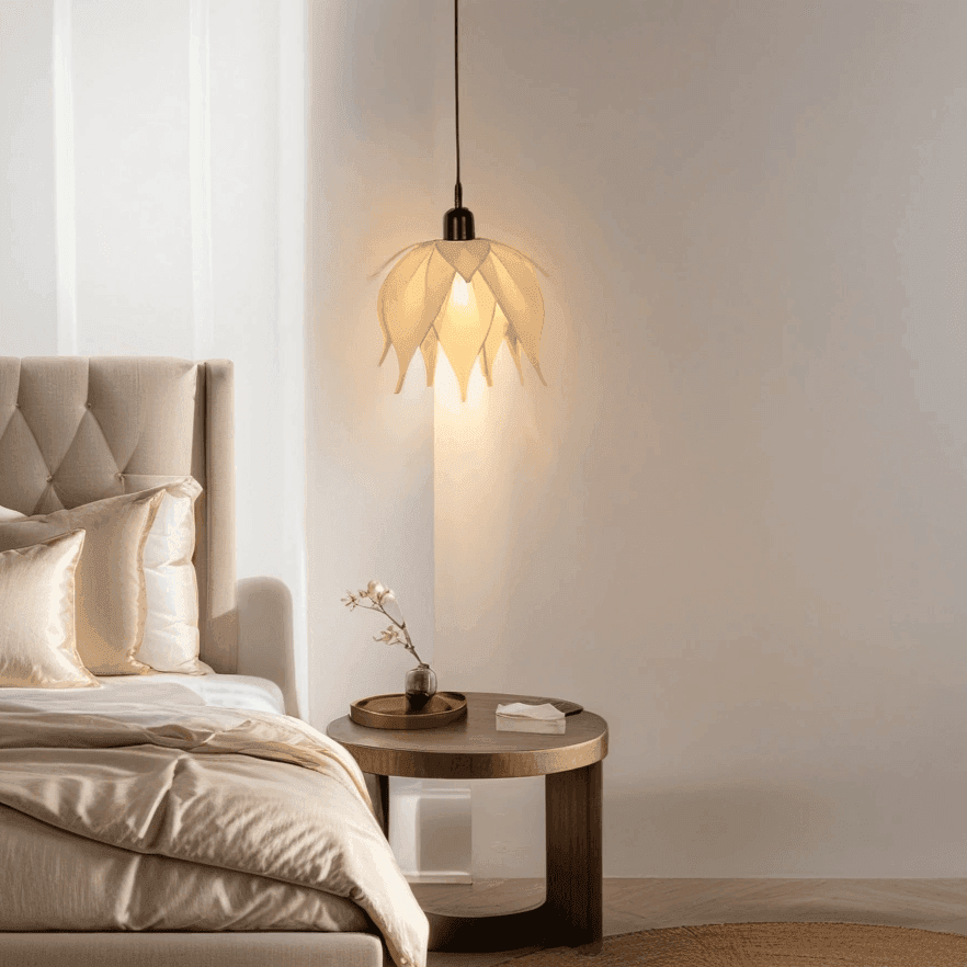 Shop Auspicious Ivory Lotus Pendant Wall Hanging Light Lamp For Indoor ...