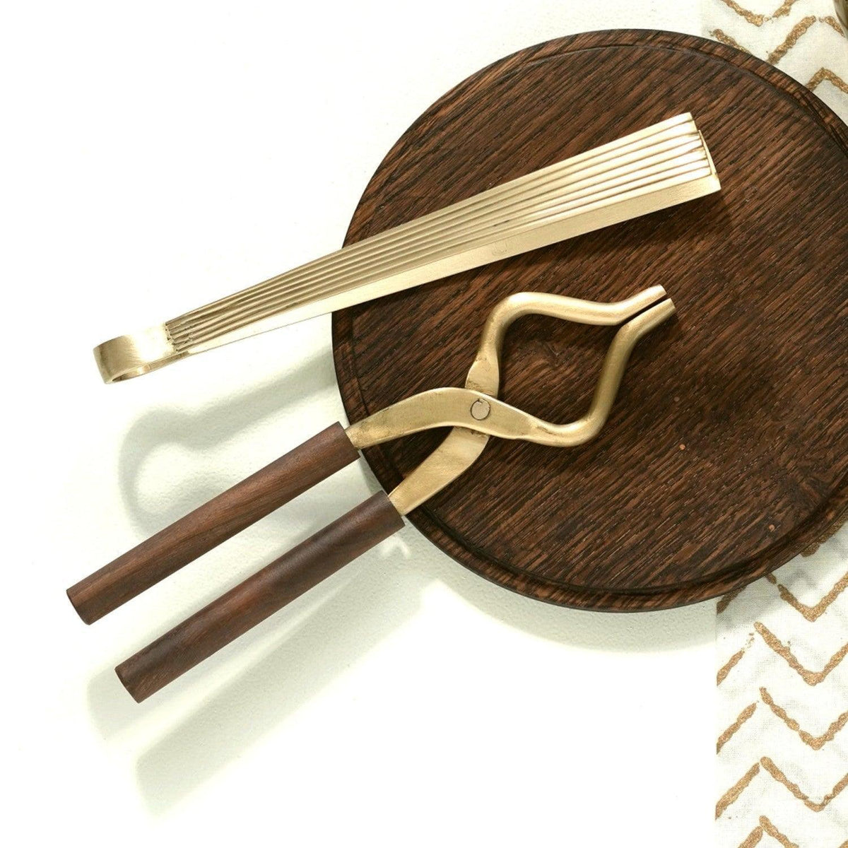 Barmer Brass Finish Chimta & Pakkad Sansi | Golden Tong Set Of 2 For ...