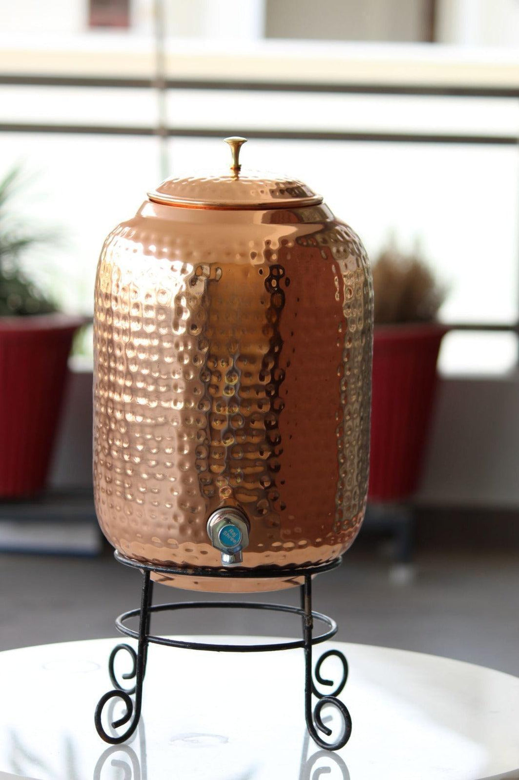 Copper Hammered Water Dispenser | Copper Water Pot & Copper Vessel for ...