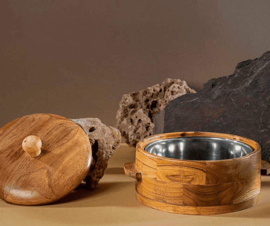 Kapish Wooden Chapati Box With Lid | Brown Teak Wood Casserole For Rot ...