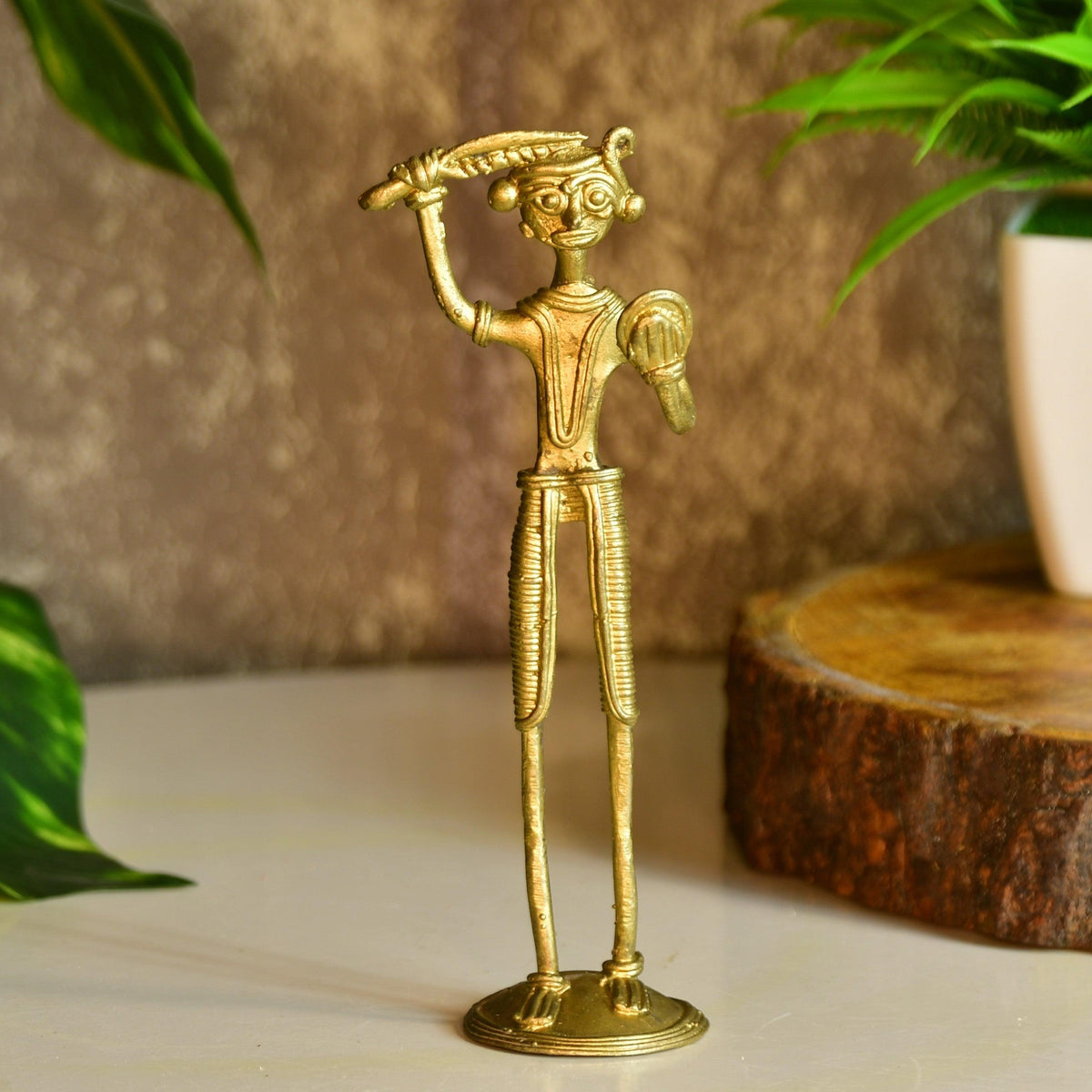 Shop Vintage Farmer Statue Golden | Standing Tribal Man Figurine For ...
