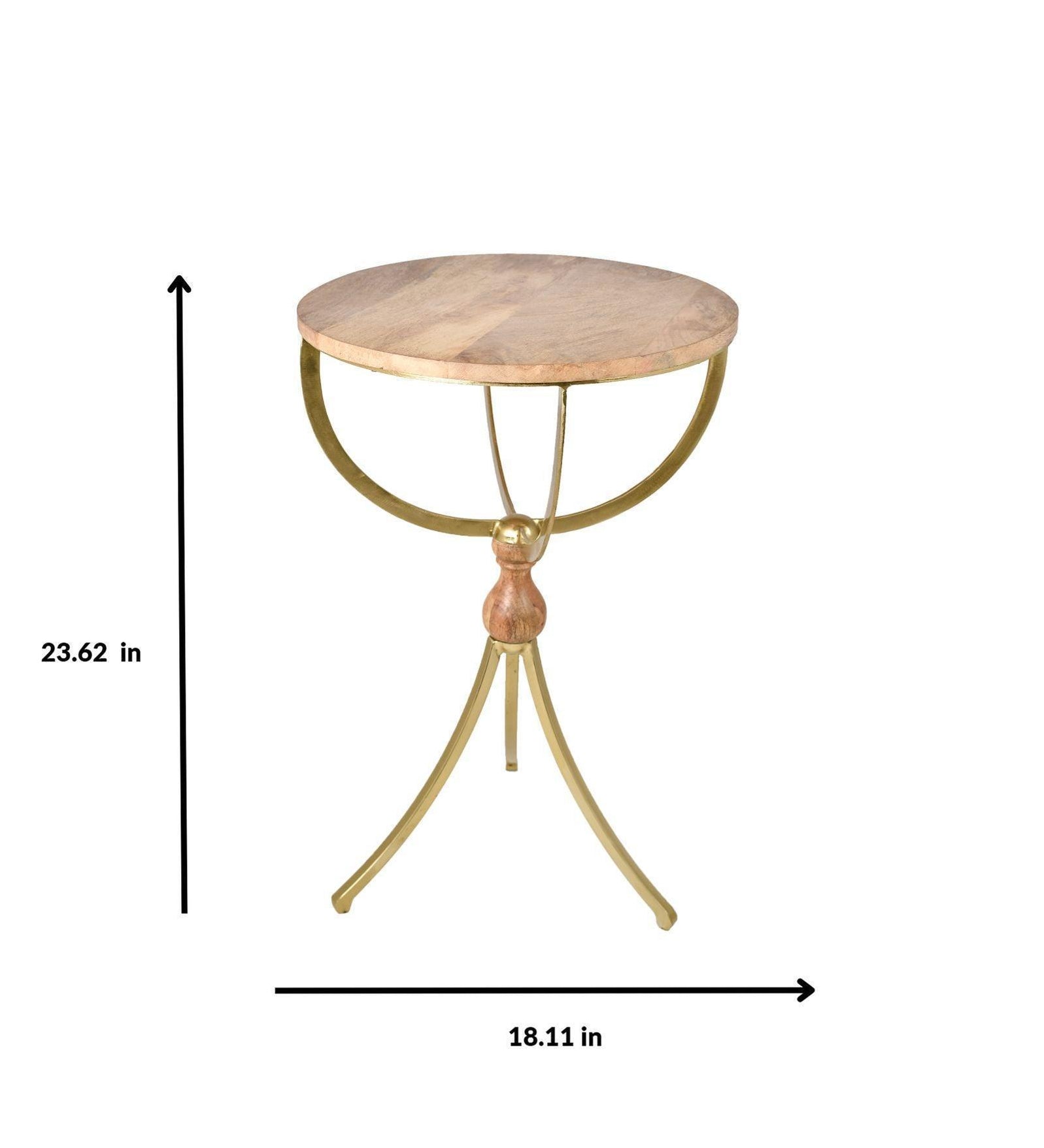 Black Natural Wooden Top Round Accent Table | Side Table For Home & Living Room - IKIRU