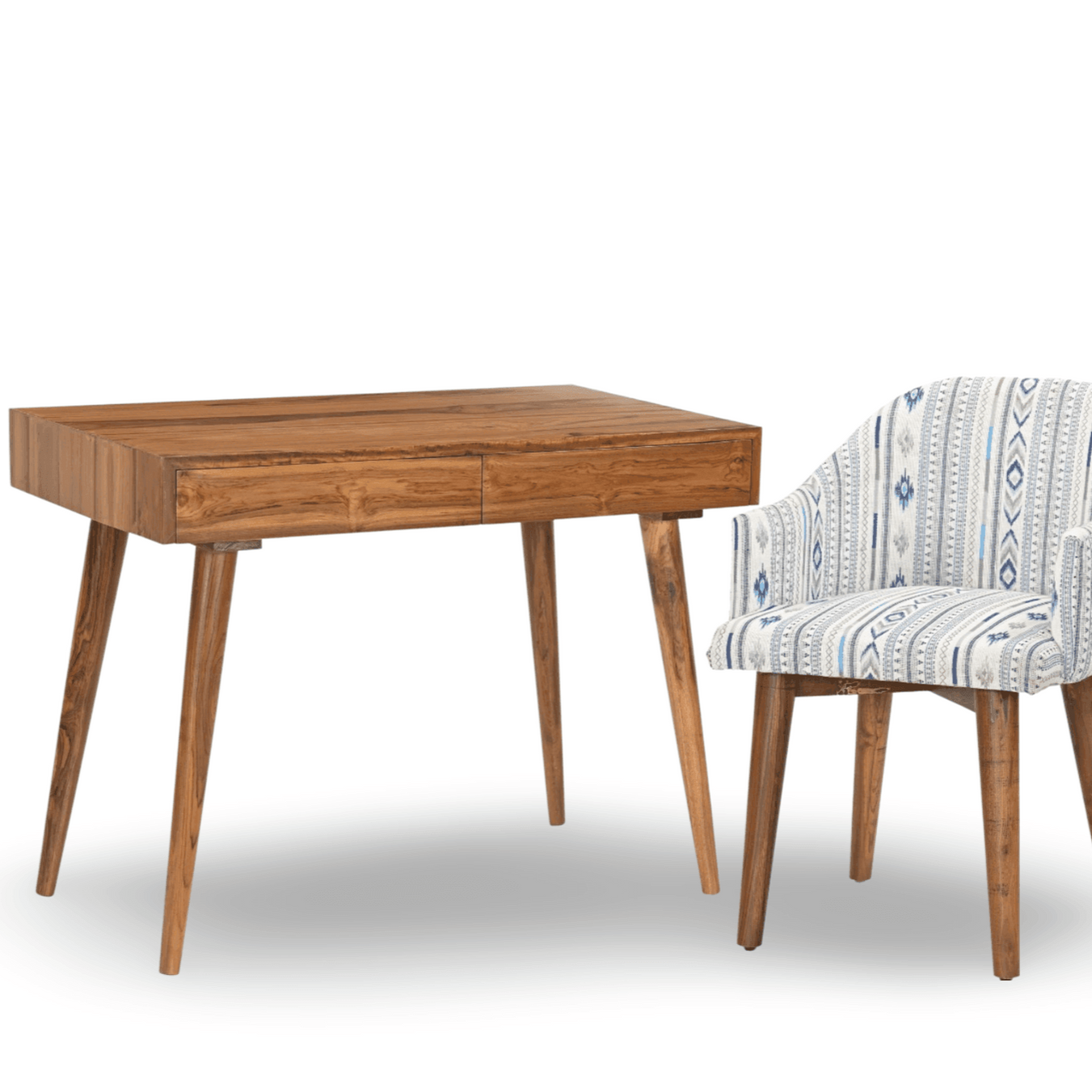 Monte Teak Wood Study Table With Chair | Solid Wood Desk With Chair — IKIRU