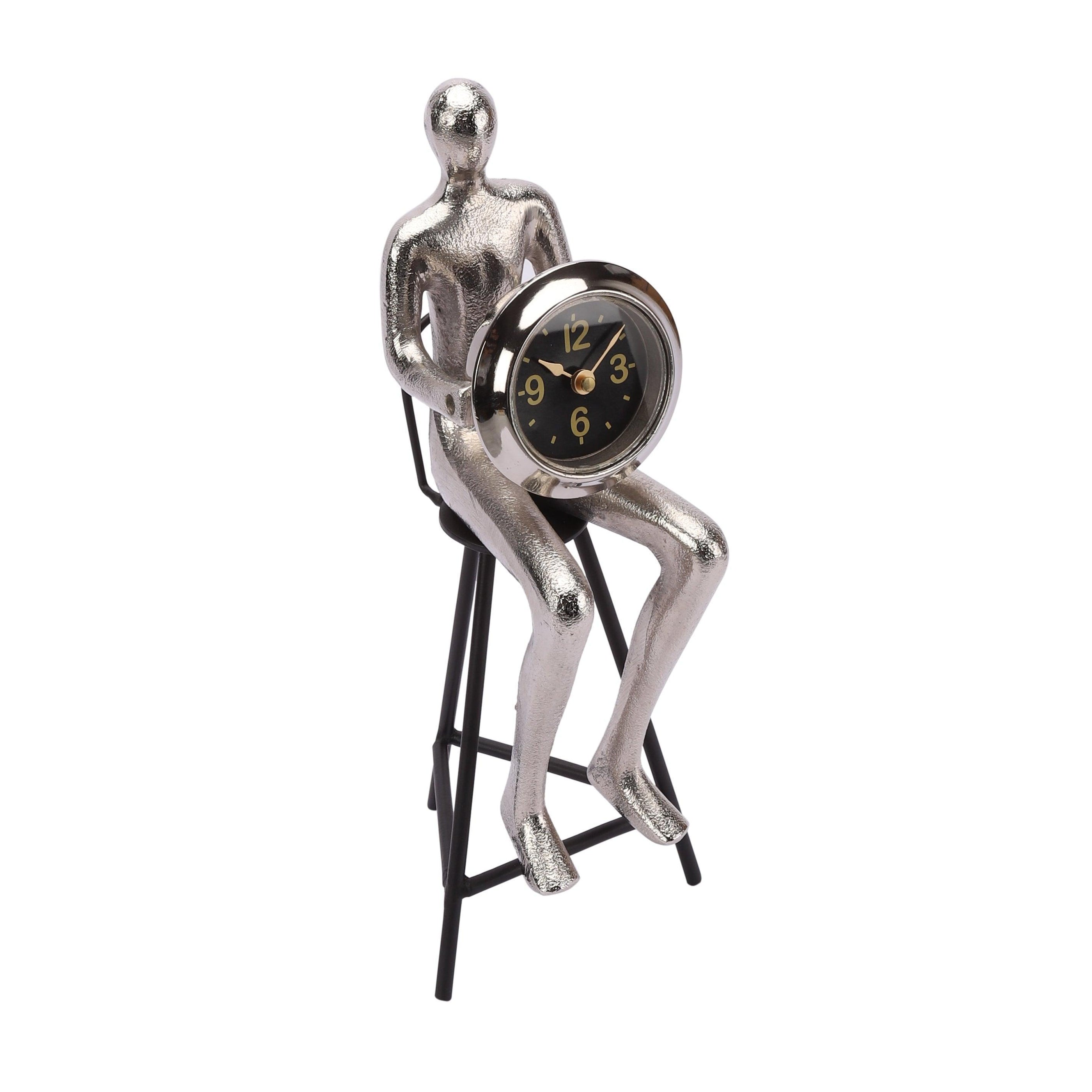 Shop Antique Black Metallic Modern Sitting Man Table Clock For Living Room & Table Decor - Table ...