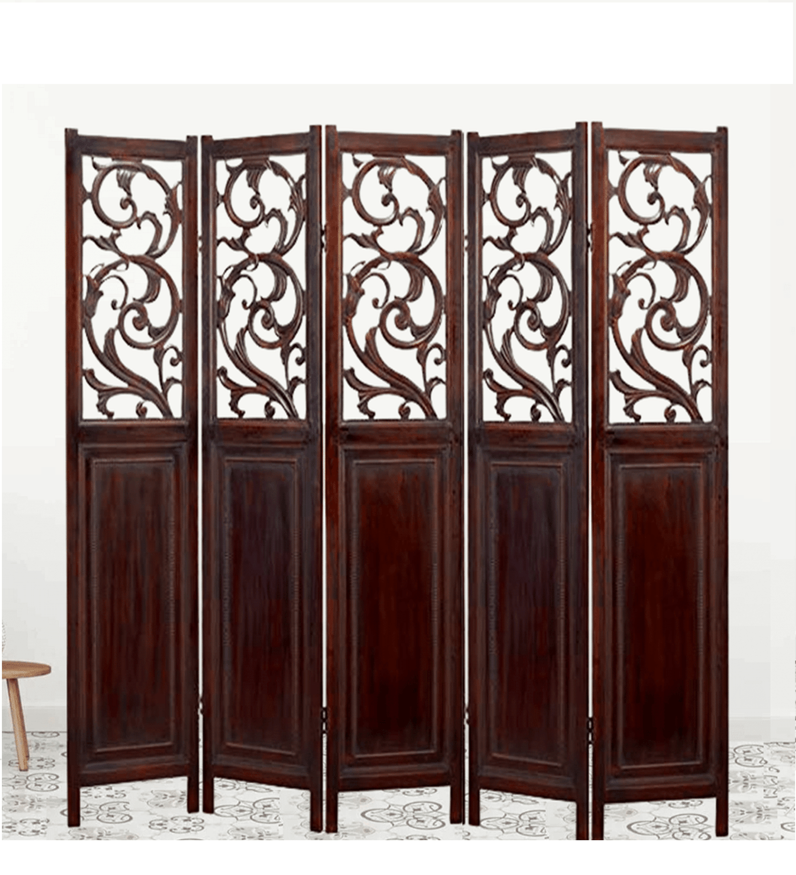 Mango Wood Frame & MDF Jali Folding Room Separator — IKIRU