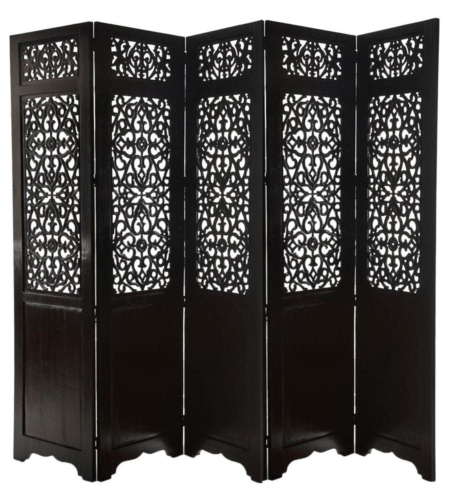 Mango Wood & MDF Jali Room Separator with Panels — IKIRU