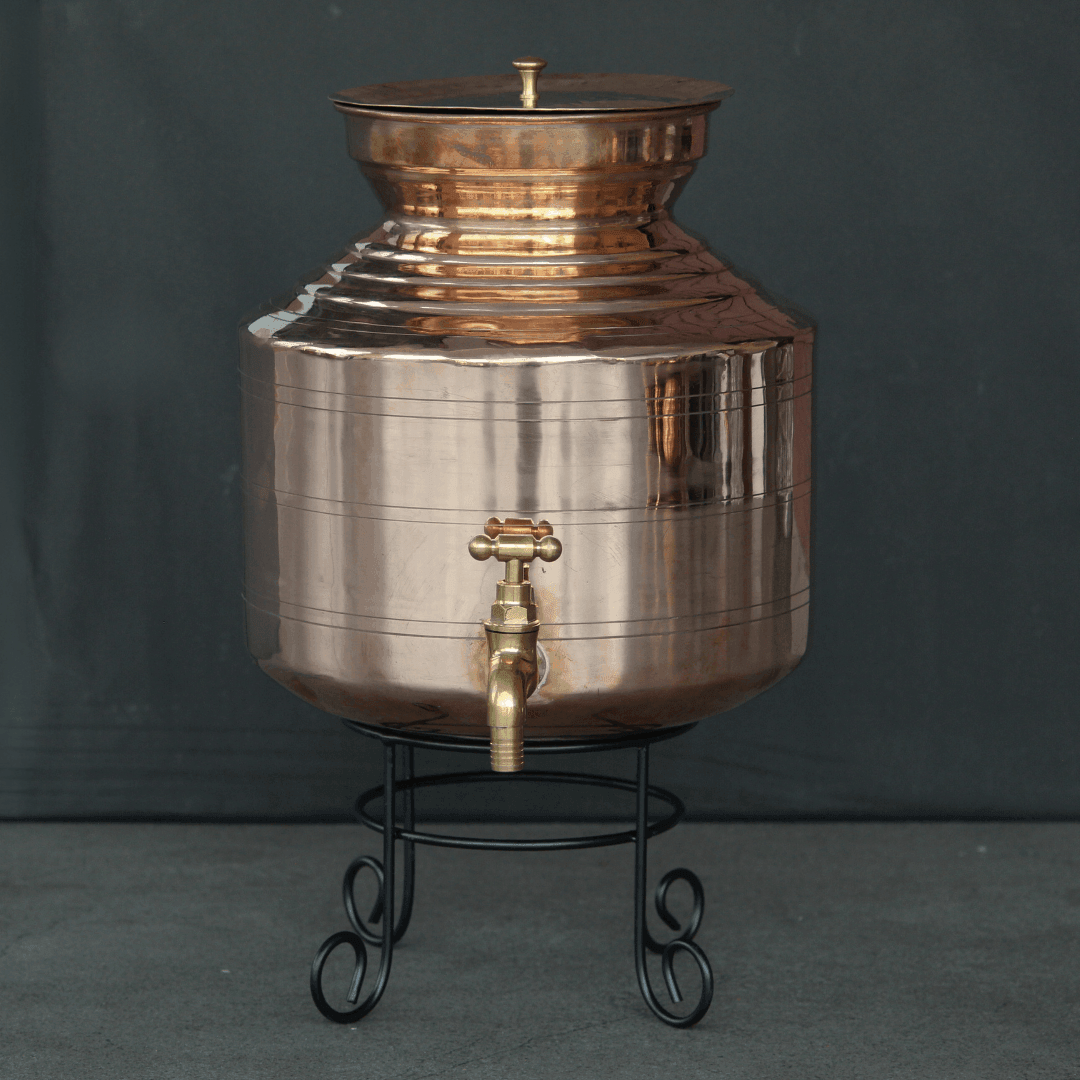 Traditional Copper Water Dispenser With Glass & Tap | Handa For Water ...