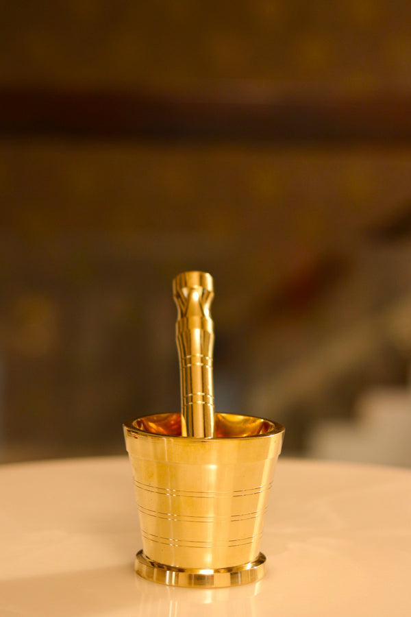 Brass Mortar And Pestle | Traditional Golden Okhli & Moosal Set — IKIRU