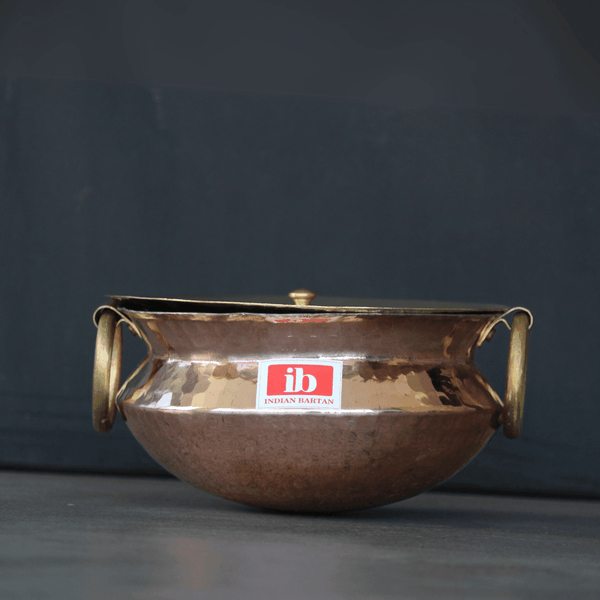 Copper Brown Handi With Lid | Traditional Sipri & Degh Bartan – IKIRU
