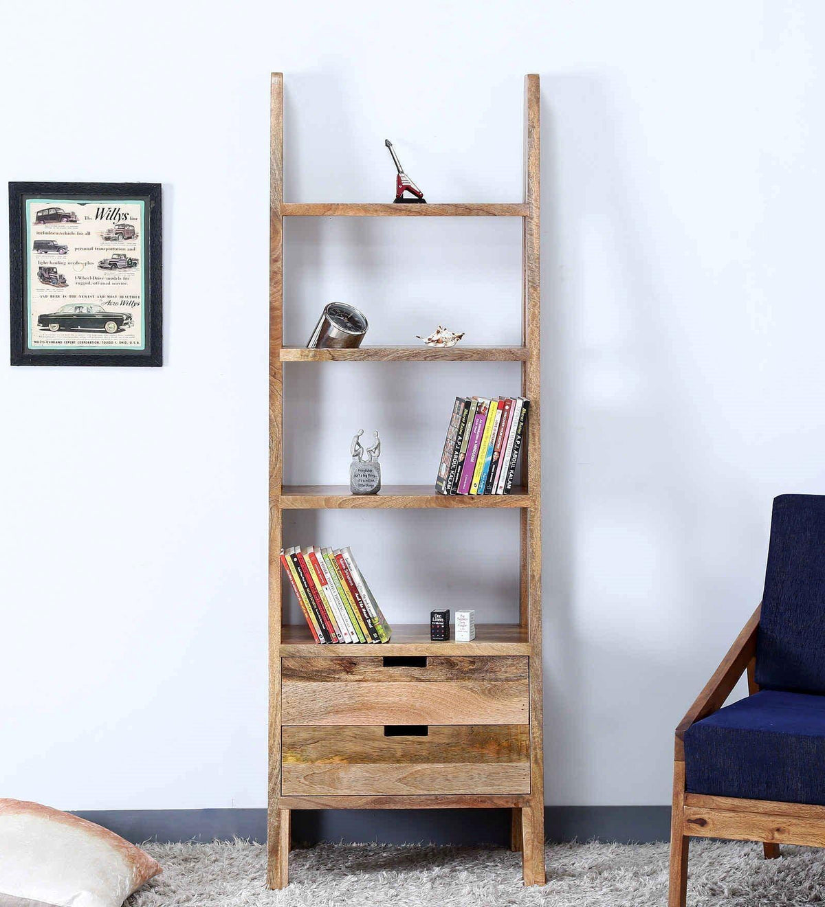 Shop Wooden Natural Bookcase With Three Shelves For Living Room ...