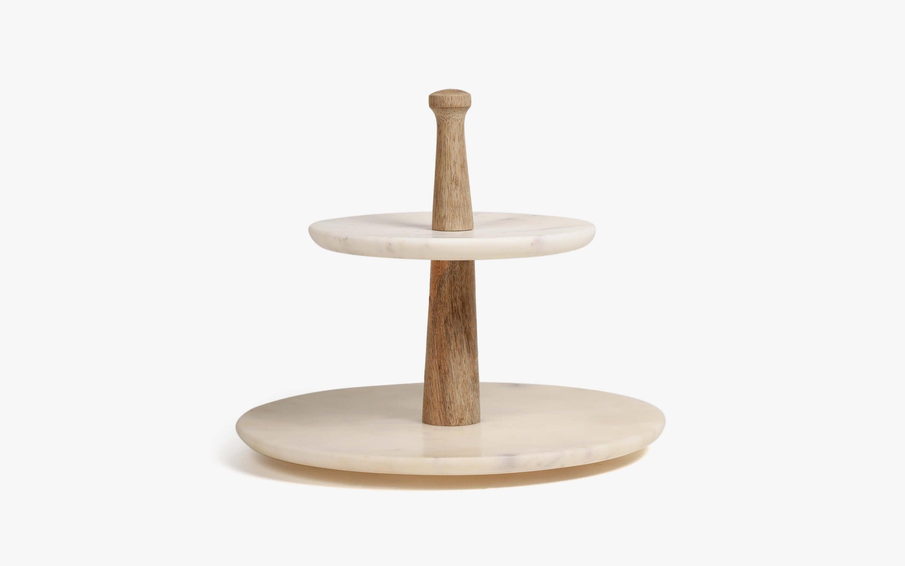 Shop Marble And Wooden 2 Tier Cake Stand For Home Or Party - Cake stand ...
