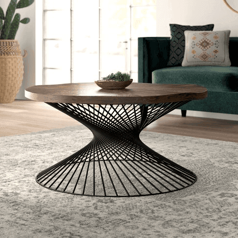 Shop Spiral Wooden & Metal Center Table | Round Coffee Table For Living ...