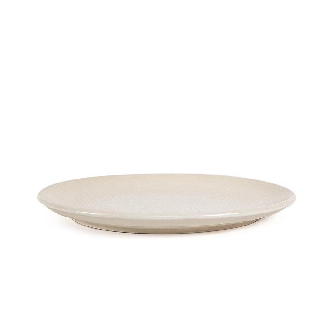 Mizo Round Ceramic Dinner Plate | Cream Color and Ribbed Texture Large ...