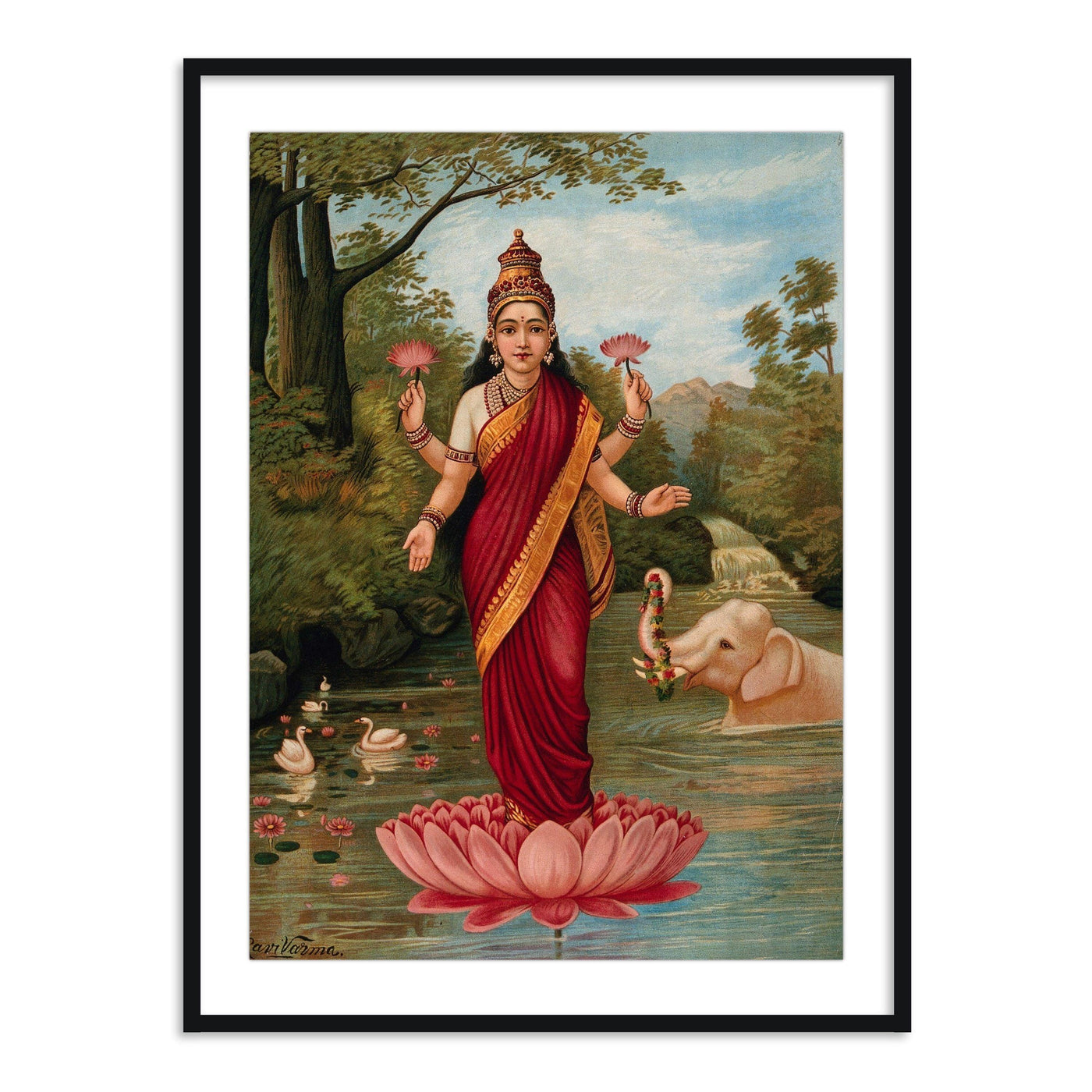 Lakshmi on her Lotus by Raja Ravi Varma - IKIRU
