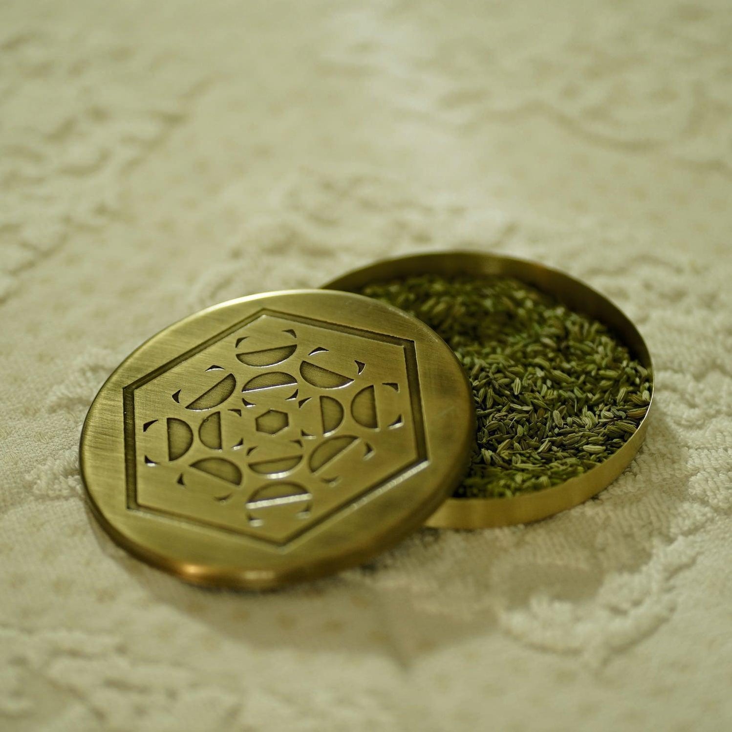 Shop Calighat Brass Unique Condiment Box | Golden Storage For Mouth ...