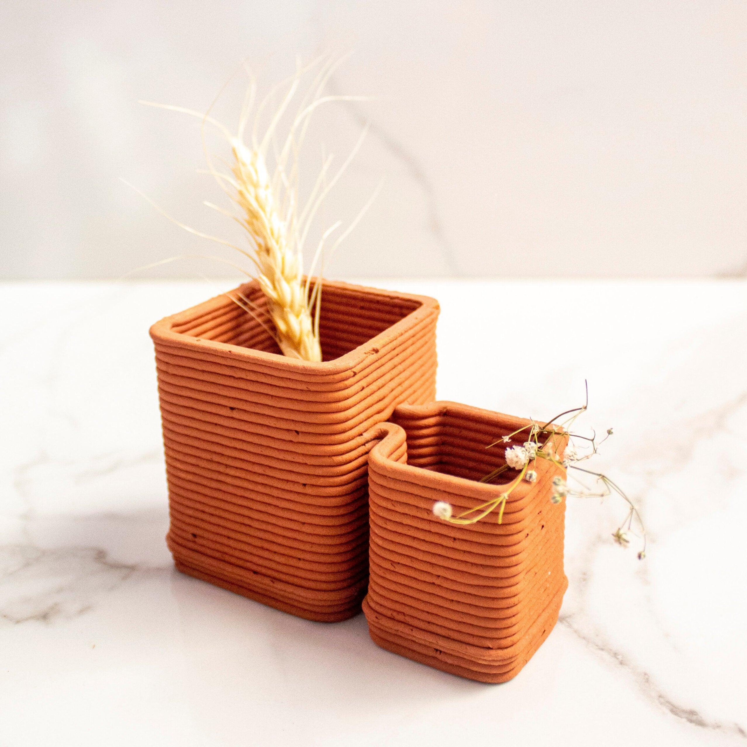 The Cubicles Terracotta Double Stationary Stand | Decorative Pen Holde ...