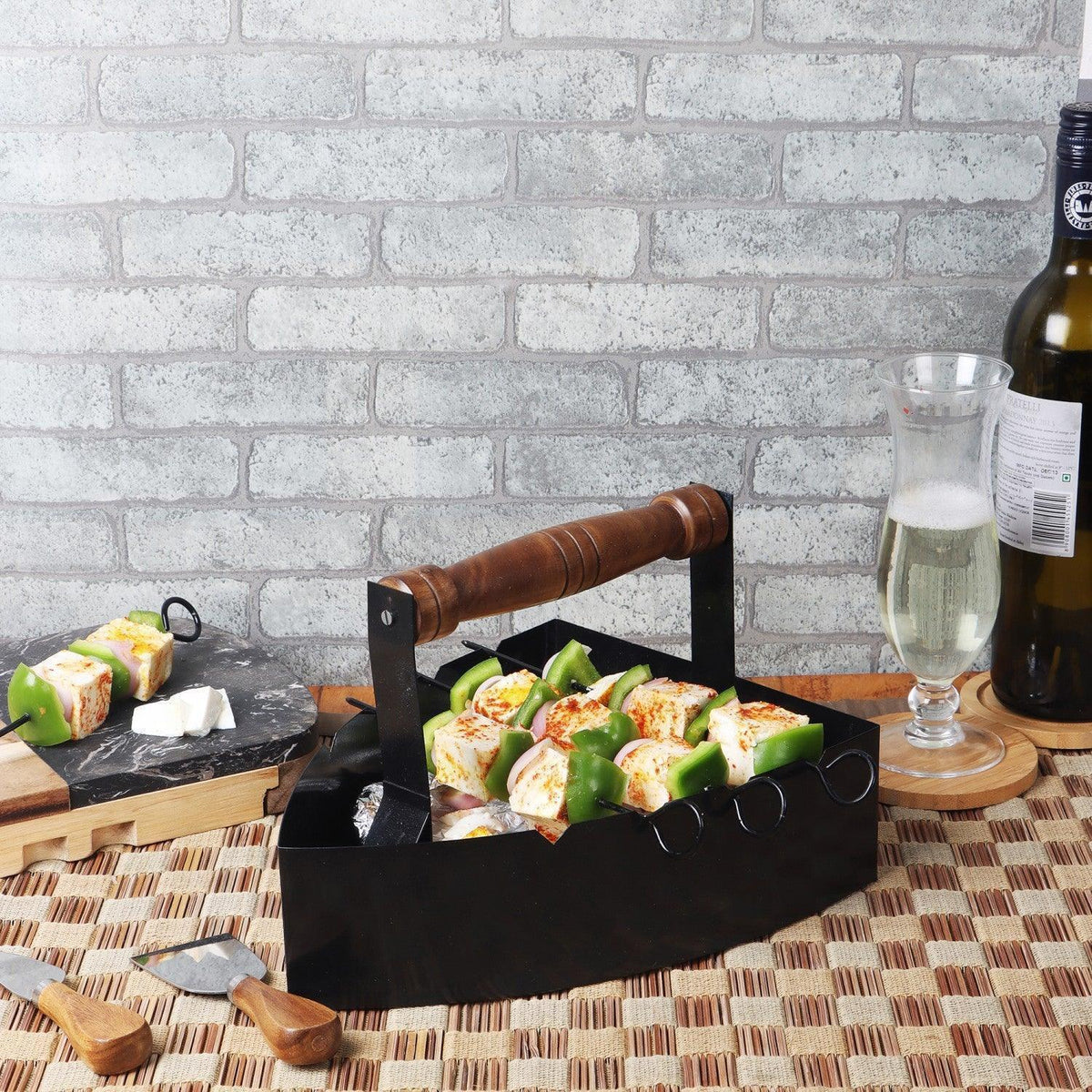 Shop Black Press Shape Serving Platter With Skewers For Restaurants ...