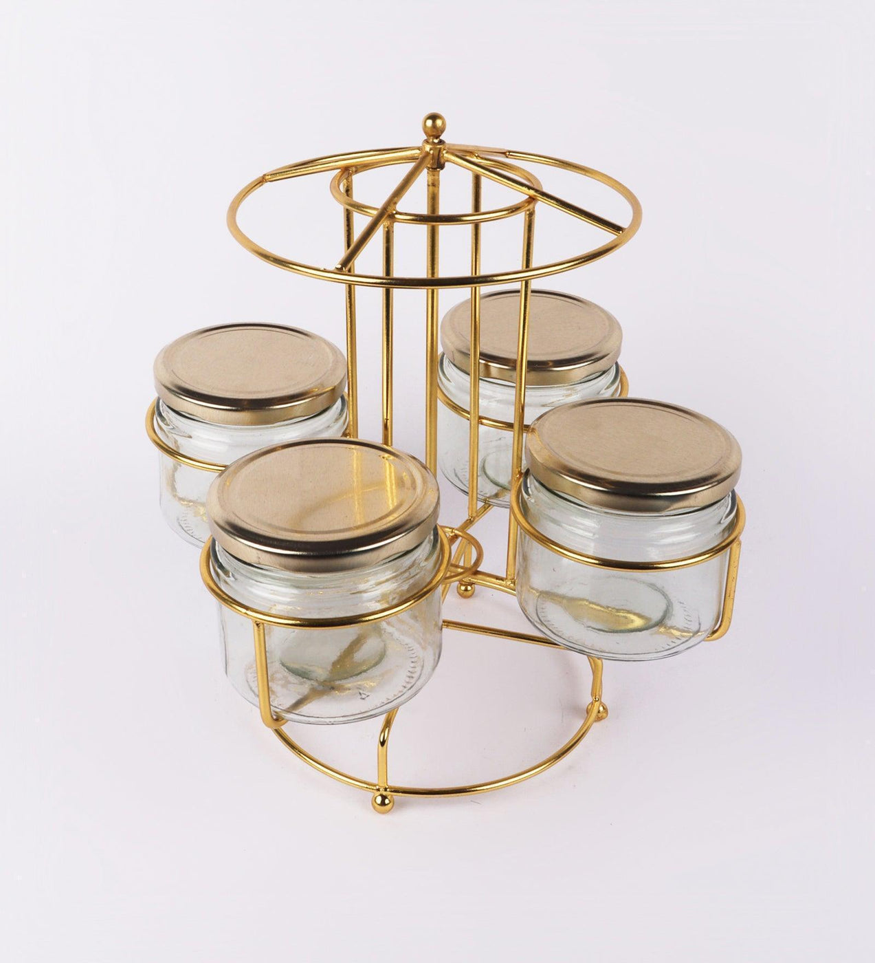 Golden Rotating Round Container Stand | Dry Fruit Serving Platter For ...