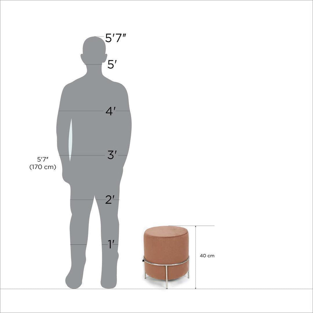 Round Pouf For Dressing Room & Living Room Velvet Finish — IKIRU