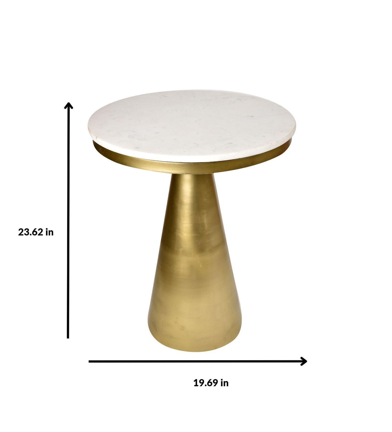 Buy Kimaya Conical Marble Accent Table | Round Side Table For Living Room and Bedroom Online - Ikiru