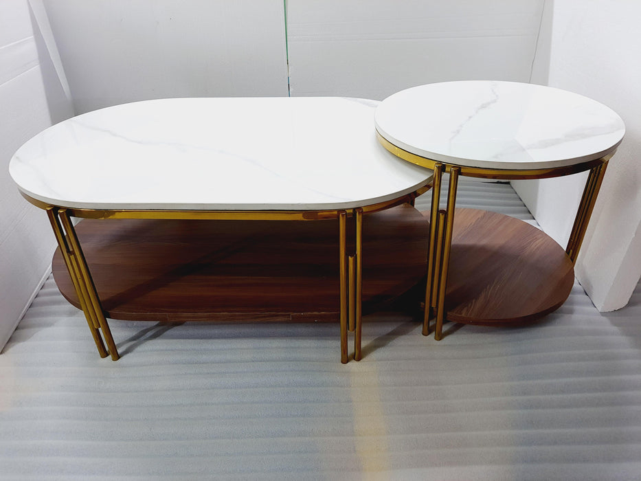 Steel And Marble Oval Shaped Side Table | Round Stool For Living Room ...