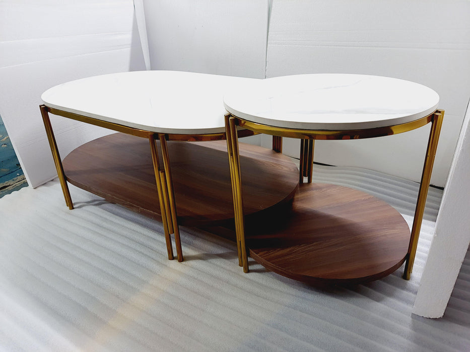 Steel And Marble Oval Shaped Side Table | Round Stool For Living Room ...